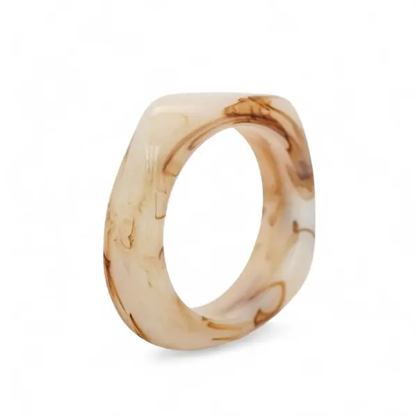 MISS CECILIA Neutrals Sculpted Square Bangle - Beige