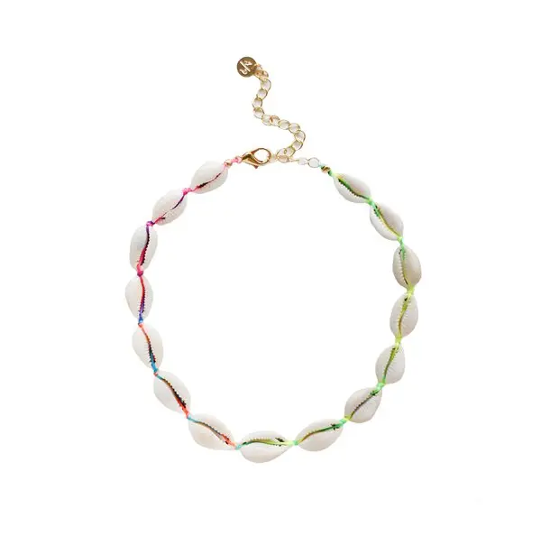 ADRIANA PAPPAS DESIGNS Mini Natural Shell Choker On Colored Cord Hot - Pink