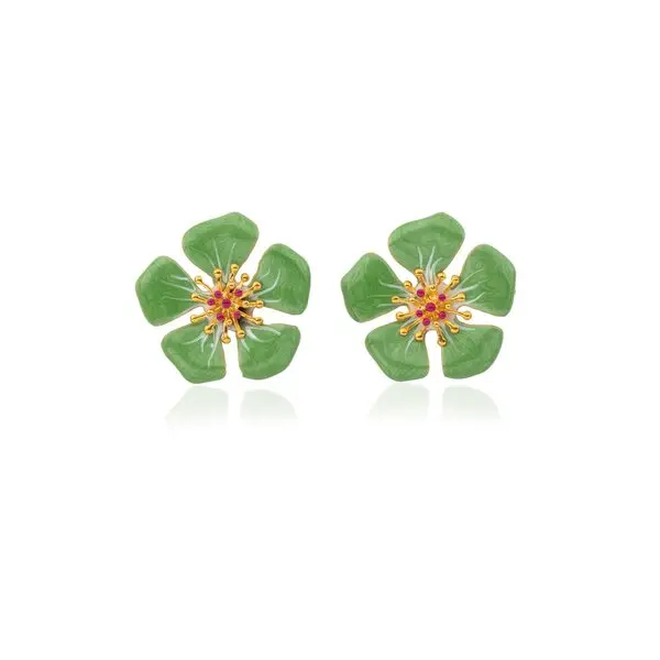 MILOU JEWELRY Light Primrose Flower Earrings - Green