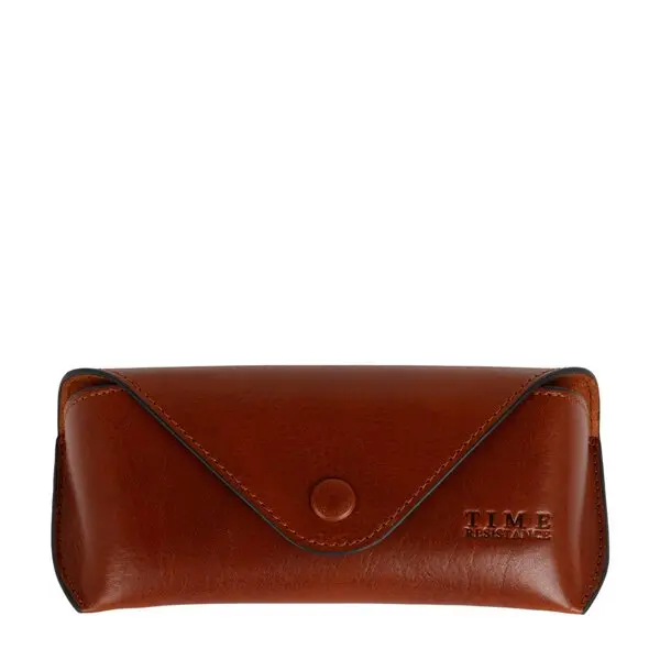 TIME RESISTANCE Leather Glasses Case A High Wind In Jamaica Cognac - Brown