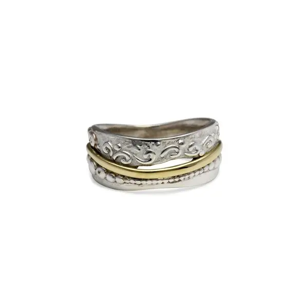 ISLA SILVER Gold / Silver Handmade Silver & Brass Statet Ring - Gold/silver