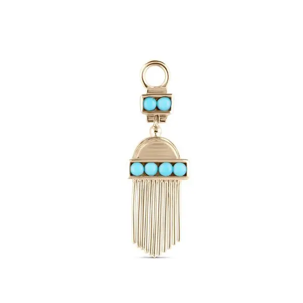 ZOHREH Gold / Blue Limited Edition Aztec Turquoise Earring Charm 9k Gold - Gold/blue