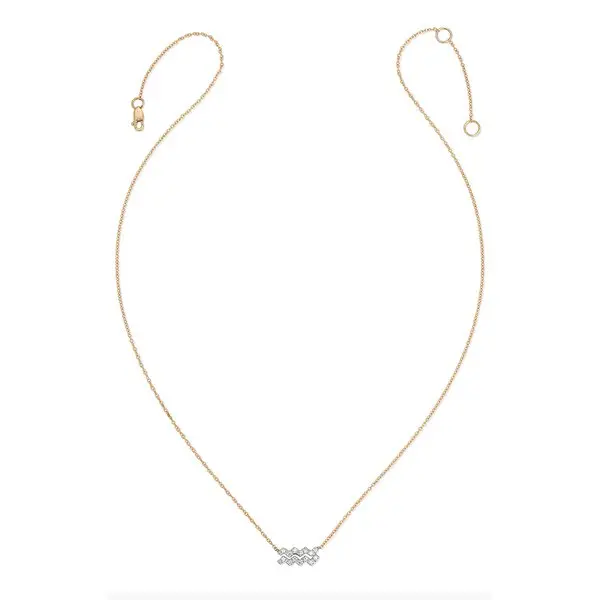 HEATHER HAWKINS Horoscope Zodiac Aquarius Waves Water Symbol Fine Diamond Fourteen Karat Necklace - Gold