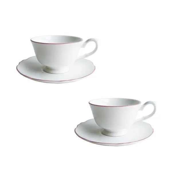 Twig New York Amelie Roseate Set Of Two Espresso Cups & Saucers - White/yellow
