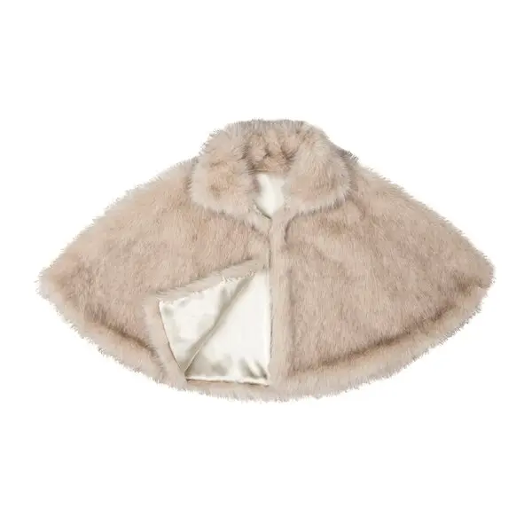 Saachi Upturned Collar Fur Capelet - White