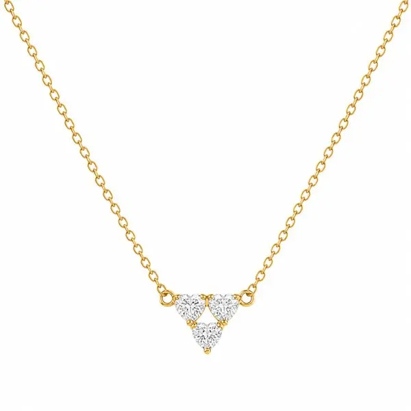 REJECTED HEARTS CLUB Story Of Three Hearts Lab Grown Heart Shaped Pendant Necklace - Gold