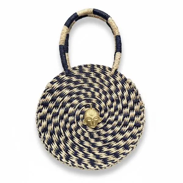 SOKONA Esengo Small — Indigo Handwoven Bag Pink - Blue