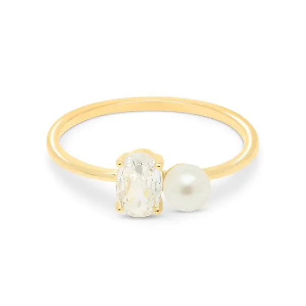 ESTERAH Pearl Crystal Ring - Gold