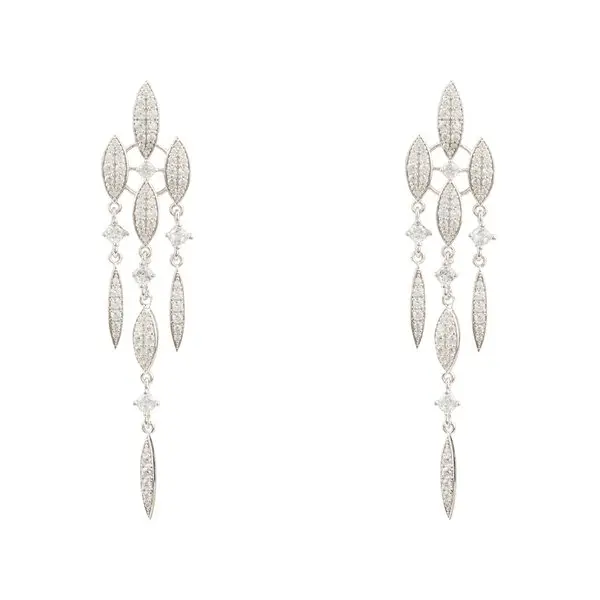 LATELITA Silver / White Valencia Statet Drop Earring White Cz Silver - Silver/white