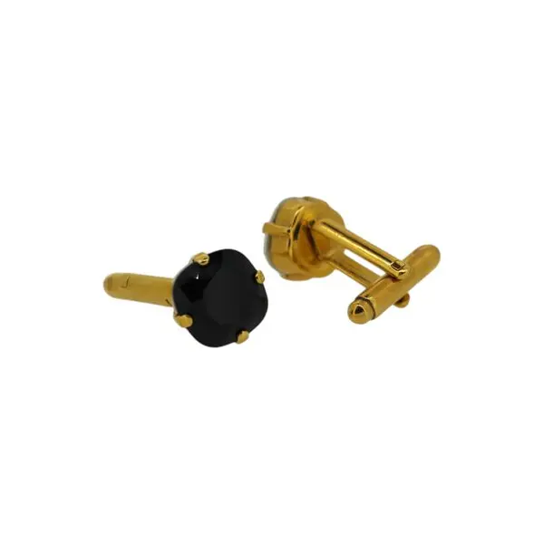 VICKISARGE Gold / Black The Black Stud Cufflink In Gold - Gold/black
