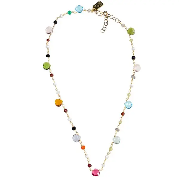 NATIVE GEM Rainbow Gumdrops Necklace - Black/blue/gray/yellow