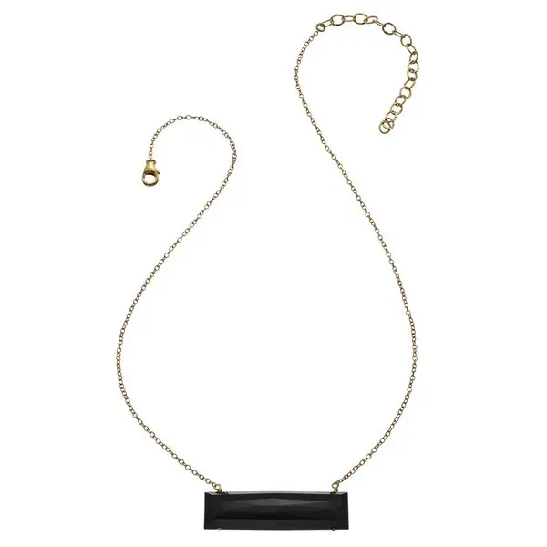 HEATHER HAWKINS Float Custom Cut Bar Semi-precious Baguette Gemstone Necklace Spinel Gold-filled - Black