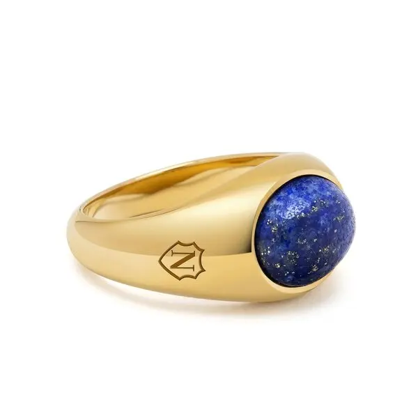 NIALAYA JEWELRY Gold / Blue Gold Oval Signet Ring With Blue Lapis - Gold/blue
