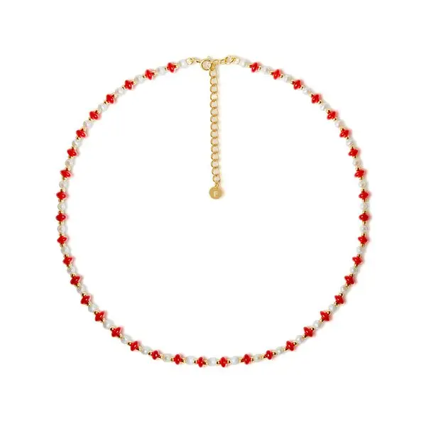 FREQNC ATELIER Cassie Natural Carnelian Freshwater Pearl Necklace - Gold