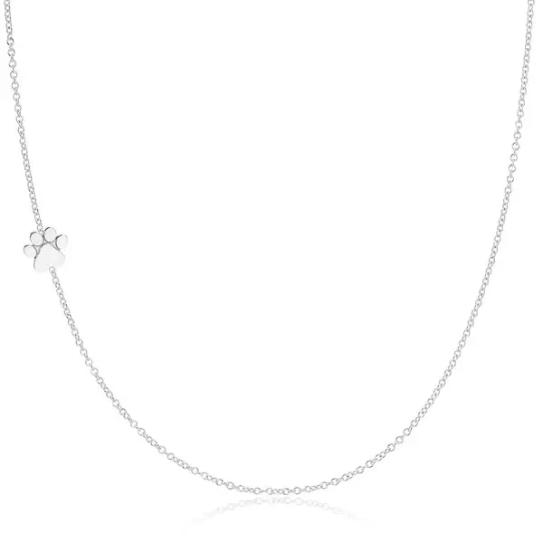 Maya Brenner Designs 14k Gold Asymmetrical Charm Necklace Gold Paw Print - White