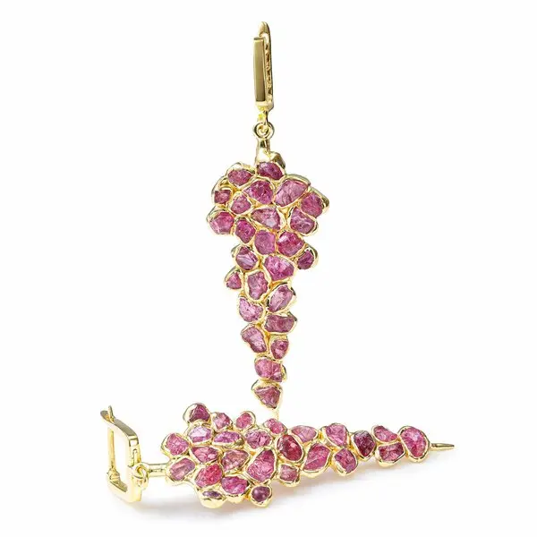 GERMAN KABIRSKI Tarina Handcrafted Gold Plated Silver Earrings With Pink Spinel - Gold/pink