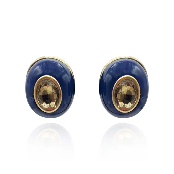 MICHAEL NASH JEWELRY Blue / Brown Stephanie Lapis Resin Pierced Earring With Topaz Glass Stone - Blue/brown