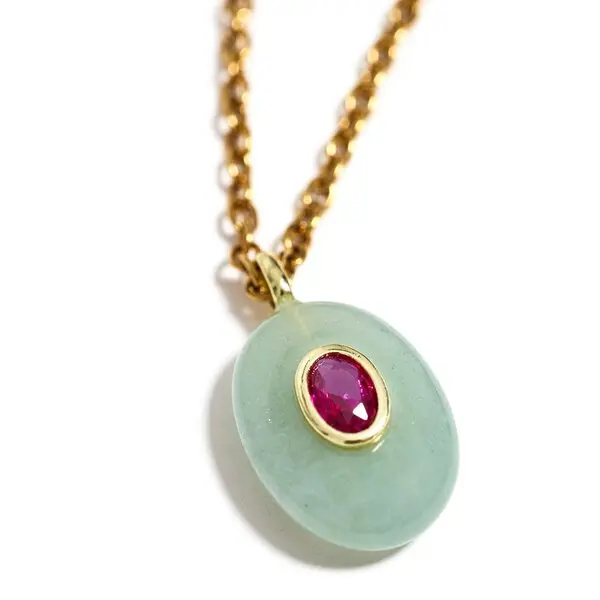 KYBELE STUDIO Solena Aventurine Oval Pendant Necklace - Green