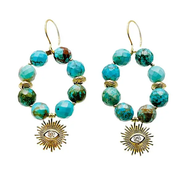 FARRA Turquoise With Evil Eye Earrings