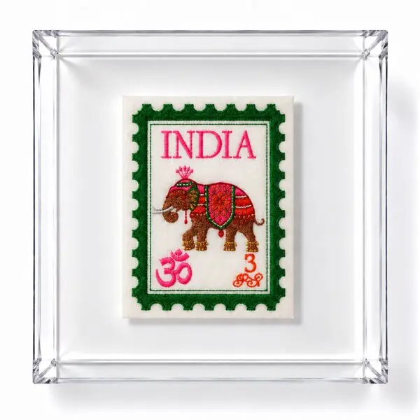 LILLY LOVES India Postage Stamp Artwork - Gold