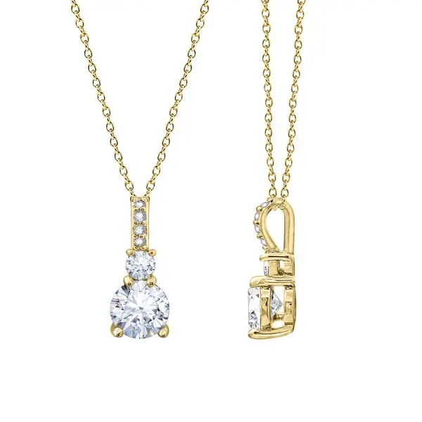 DIAMONBLISS Embellished With Swarovski Plated Round Cut Solitaire Drop Pendant Necklace One And Half Carat - Yellow