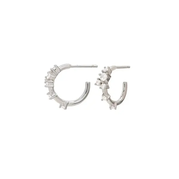 LAVANI JEWELS Grey / White Silver Orchid Flower Hoops - Grey/white