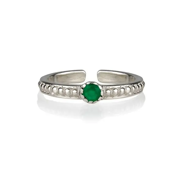 CHARLOTTE'S WEB JEWELLERY Silver / Green Lalita Silver Midi / Toe Ring Green Onyx - Silver/green