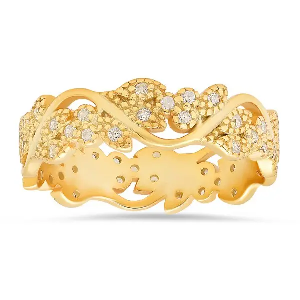 KYLIE HARPER Vintage Floral Diamond Cz Eternity Ring - Gold