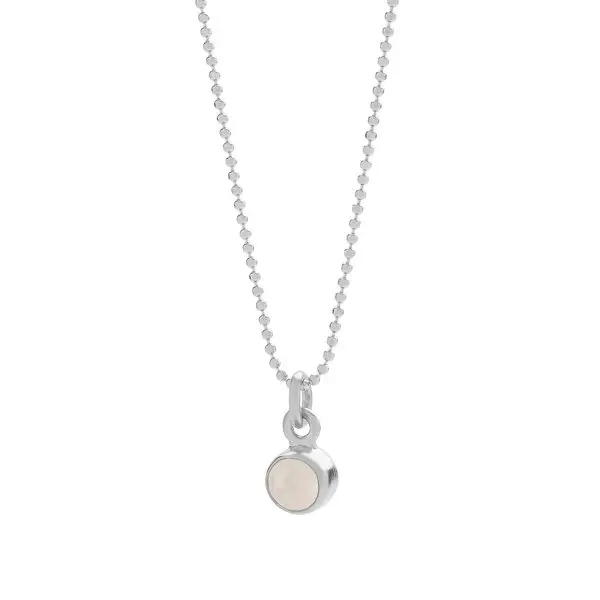 NELLOU JEWELLERY Neutrals Gem Dot Birthstone Necklace Crystal April Sterling Silver - Gray
