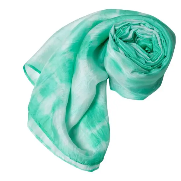 SILK AND BEARS Mint Shibori Silk Shawl – Hand-dyed Mulberry Silk Wrap - Green