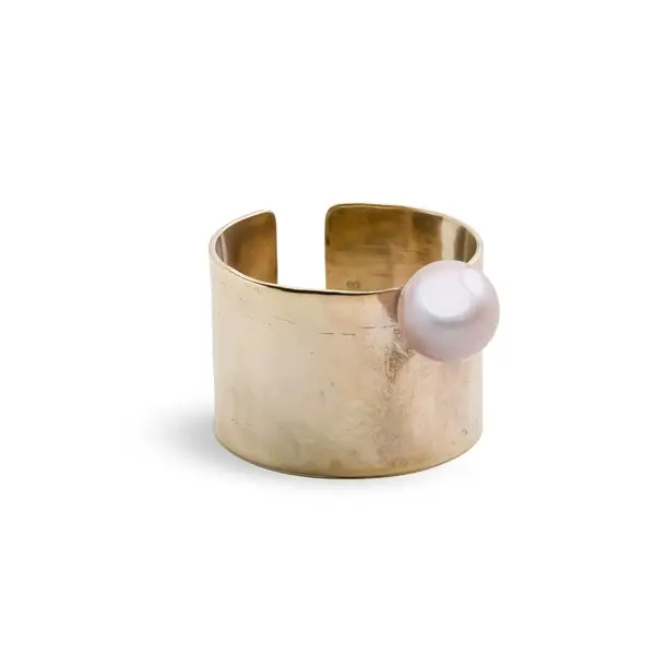 SILVER MOON Pearl Sterling Silver Ring – En Aura - Gold