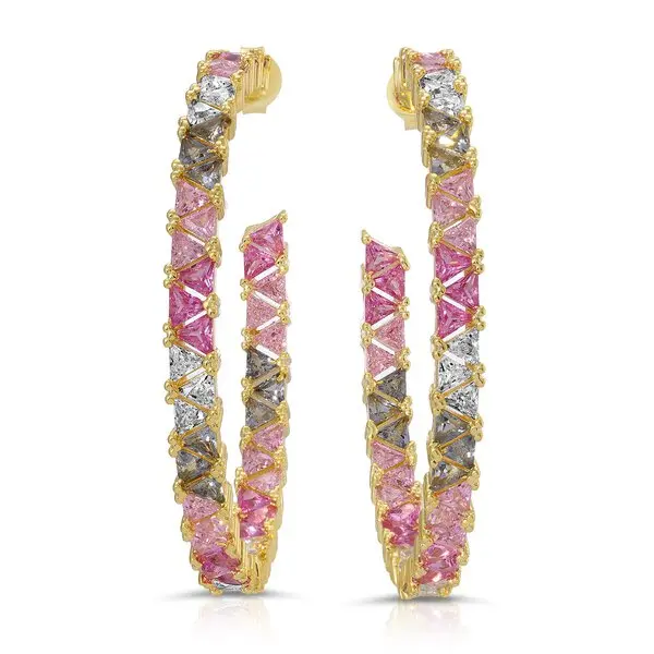 NATIVE GEM Mare Hoop Earrings - Gray/pink/yellow