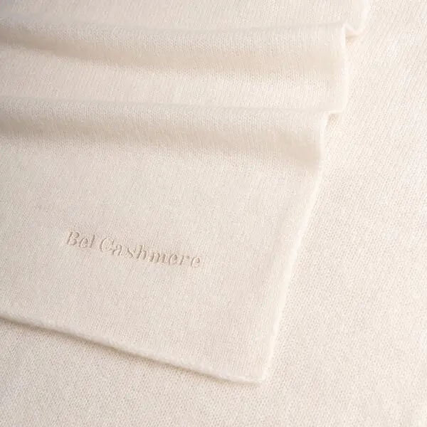 BEL CASHMERE Big Knitted Cashmere Scarf Ivory - White