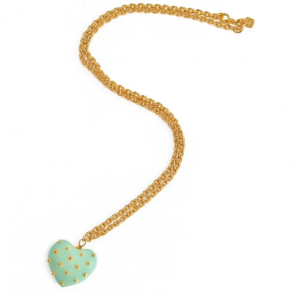 MICHAEL NASH JEWELRY Ophelia Jade Resin Studded Heart Pendant - Green