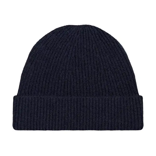 PAUL JAMES KNITWEAR Lightweight Merino Cashmere Beaulinee Beanie Submarine Navy - Blue