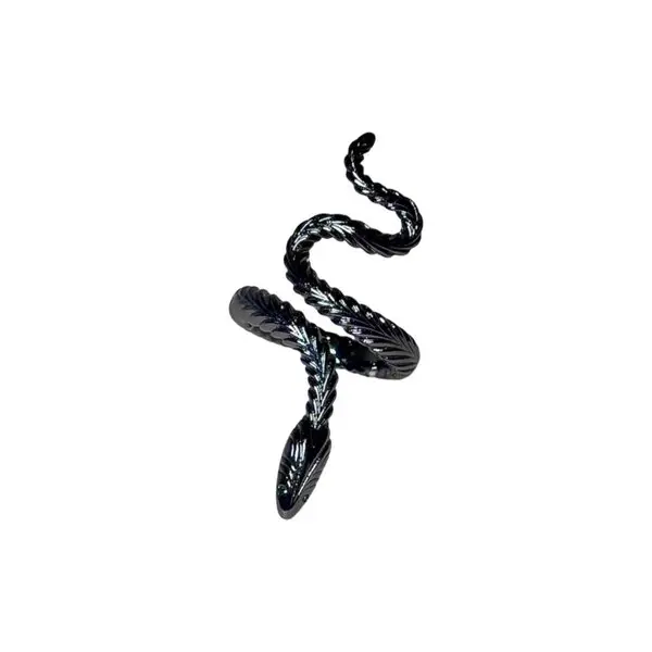 JAGGED HALO JEWELRY Serpent Ring Rhodium - Black