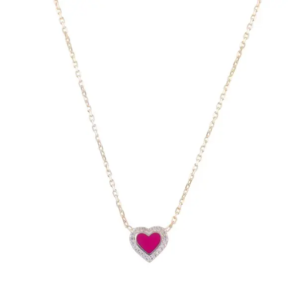 SHYMI Enamel & Pave Mini Heart Hot - Pink