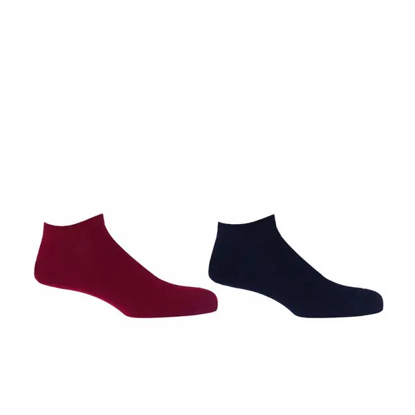 PEPER HAROW - MADE IN ENGLAND Classic Trainer Socks Bundle Burgundy & Royal Navy - Blue/red