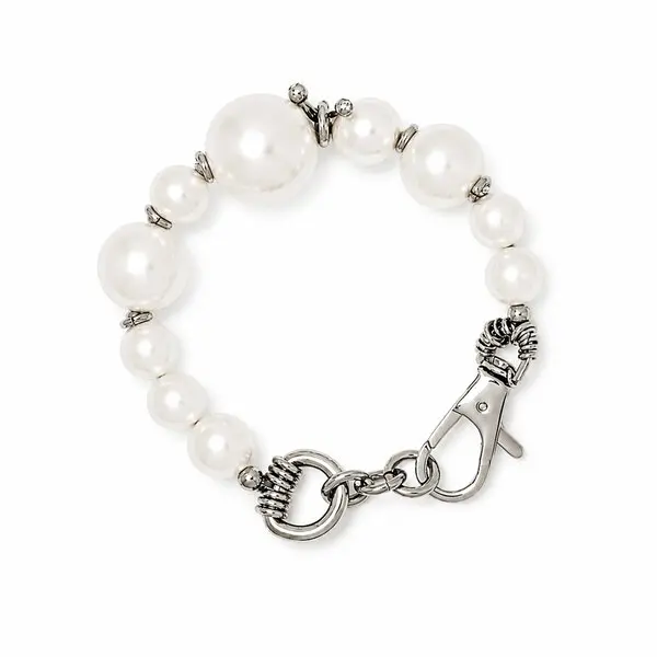 KIREI Silver / White Core Wide Pearl Bracelet - Silver/white