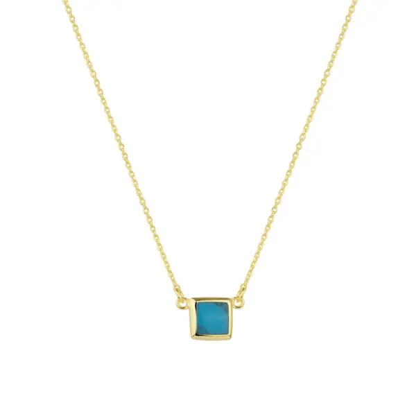 SPERO LONDON Turquoise Square Sterling Silver Necklace - Gold