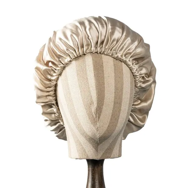 SOFT STROKES SILK Neutrals Pure Mulberry Silk Oatmeal Beige Hair Bonnet - Beige/purple