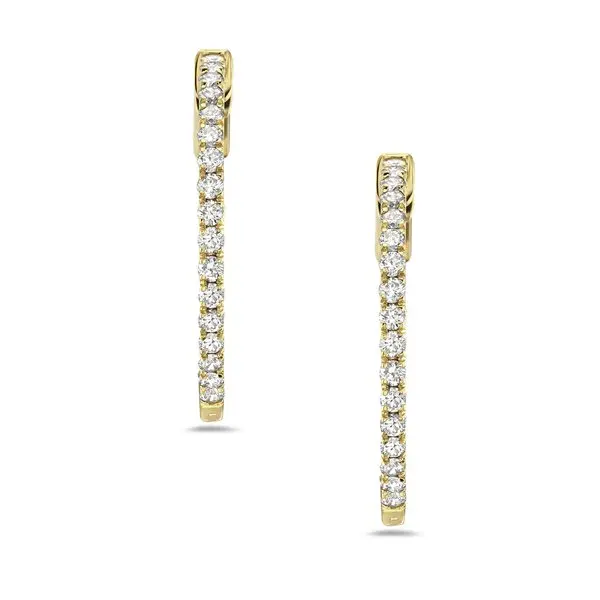 ARTISAN Diamond Hoop Earrings In 14k Yellow Gold - White