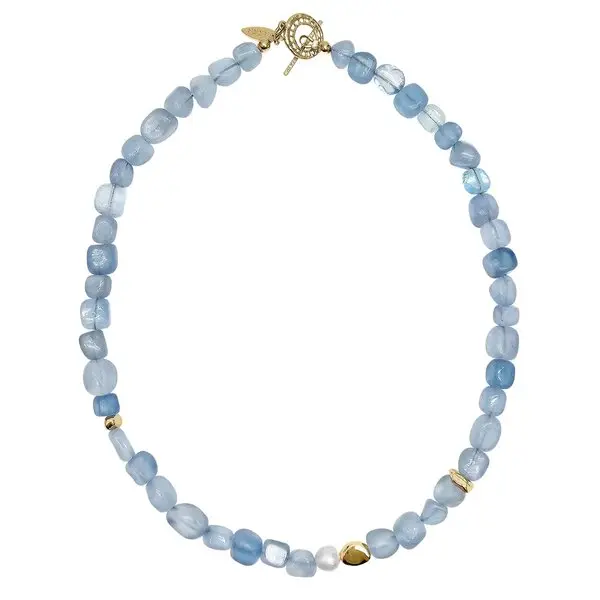 FARRA Free Style Irregular Aquamarine Modern Necklace - Blue