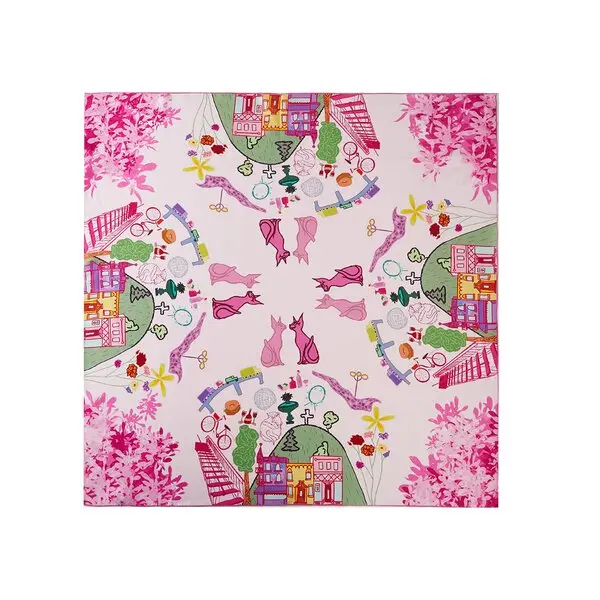 SOFT STROKES SILK Montreal Pure Silk Large Square Scarf - Pink