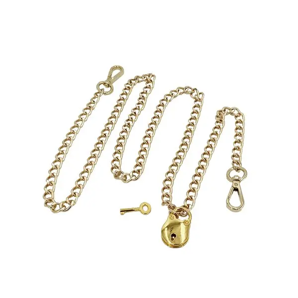 HILO DE MAR Hand-made Chain With Padlock And Key Long Size - Gold