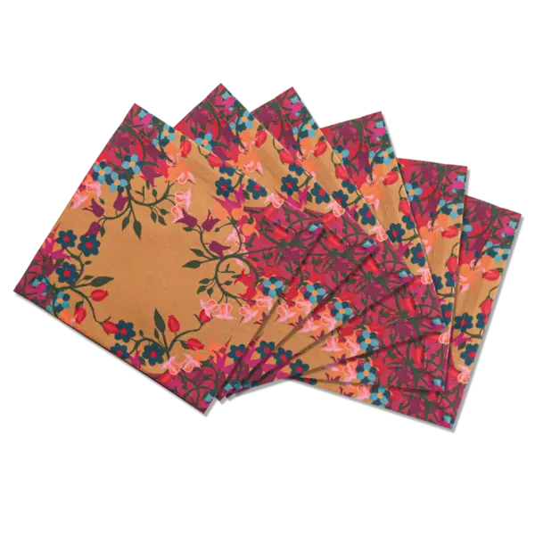 SOPHIE WILLIAMSON DESIGN Orange / Red Set Of Six Napkins In Bold Flower Print On Orange Offcut Version - Orange/red