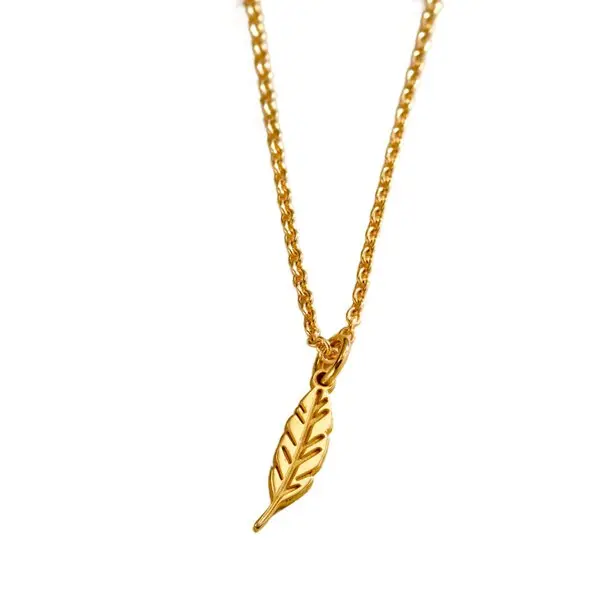 POSH TOTTY DESIGNS Yellow Dinky Feather Charm Necklace - Gold