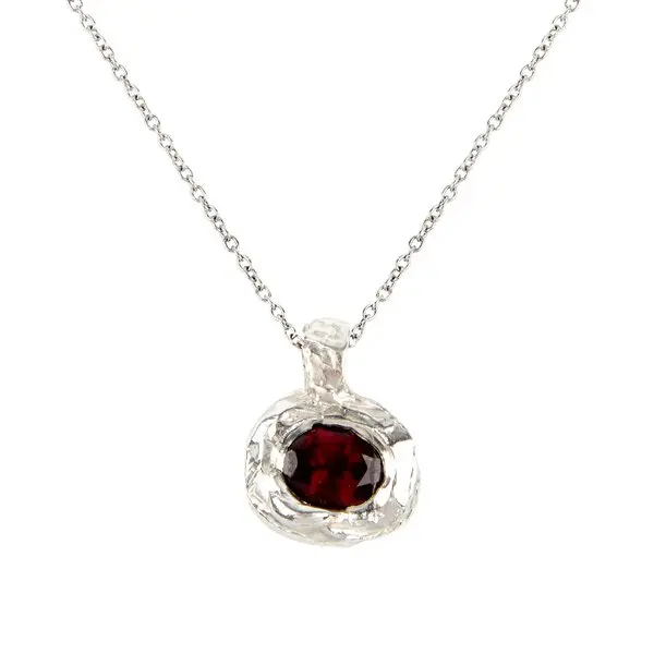 DE ROMS Silver / Red Molten Garnet Soul Necklace Silver - Silver/red