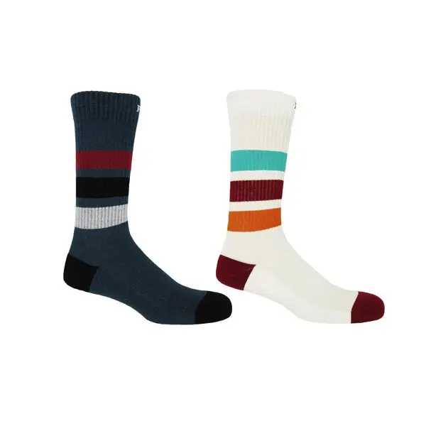 PEPER HAROW - MADE IN ENGLAND Navy & White Striped Organic Sport Socks 2 Pack - Blue/white