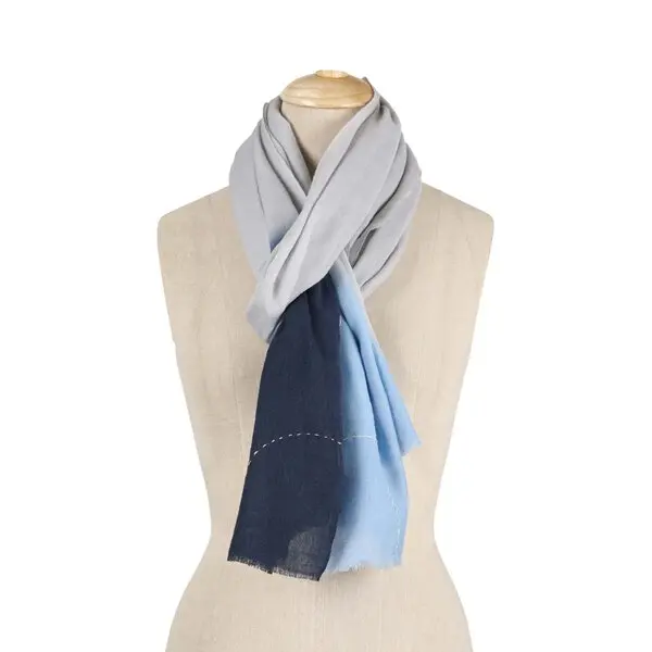 HERITAGEMODA Blue / Grey / Neutrals Ombré Misty Horizon Wool Scarf - Blue/grey